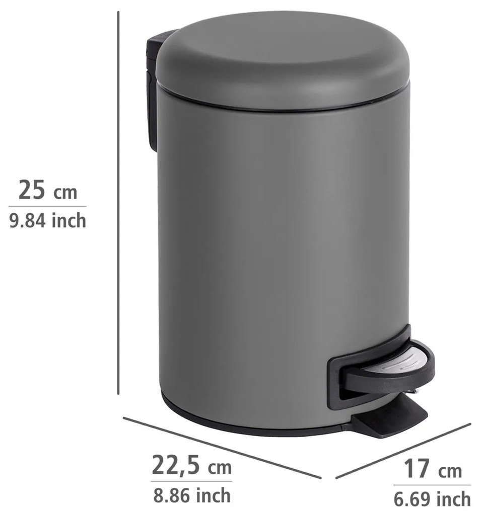 Wenko Pedálový odpadkový koš Leman 3 l, šedá, 3 l