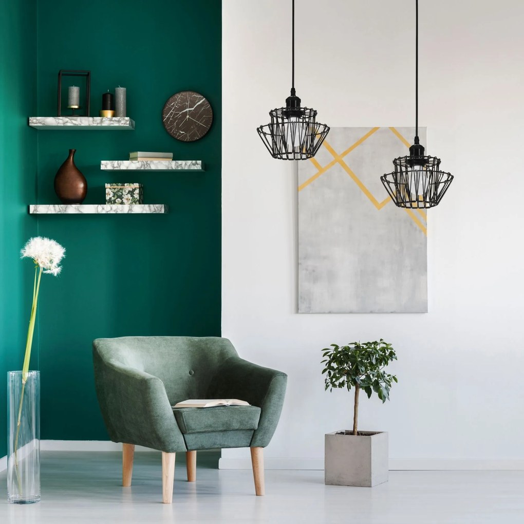 Toolight - Závěsné svítidlo 36cm E27 60W APP941-1CP, černá, OSW-05663