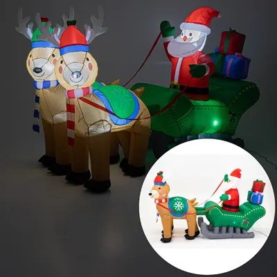 Nafukovací saně se Santa Clausem a soby 205 × 125 cm