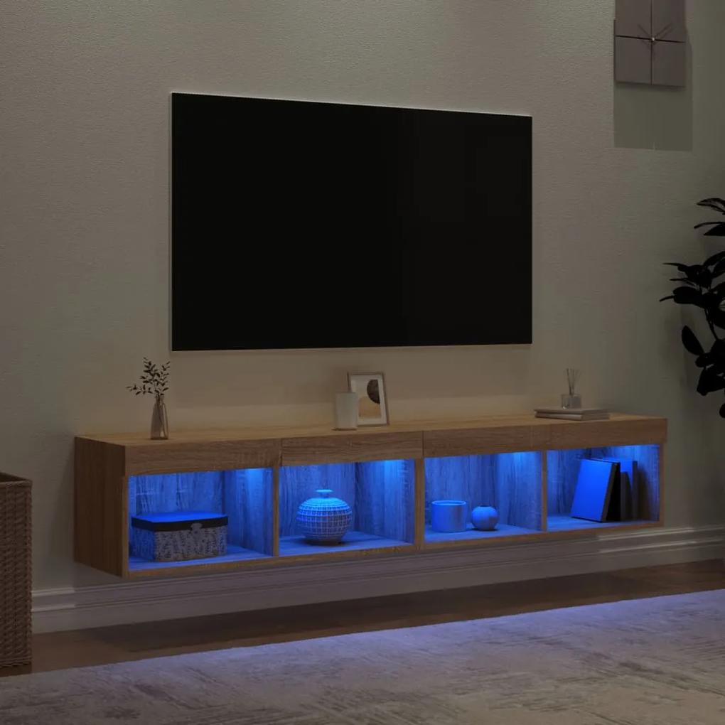 TV skříňky s LED osvětlením 2 ks dub sonoma 80 x 30 x 30 cm - Default Title