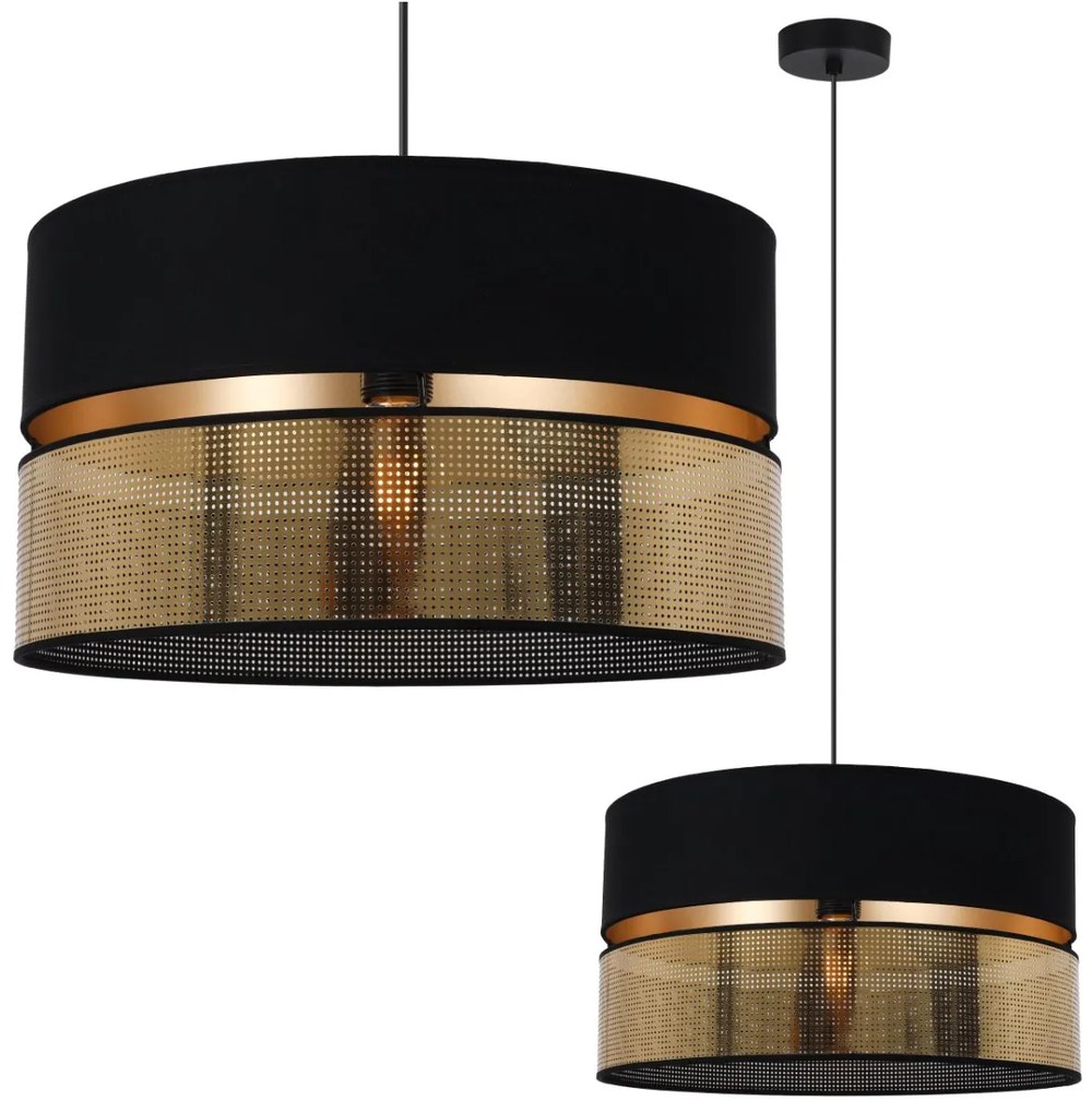 Závěsné svítidlo Asti2, 1x PVC/černé textilní stínítko, (fi 40cm), g, b