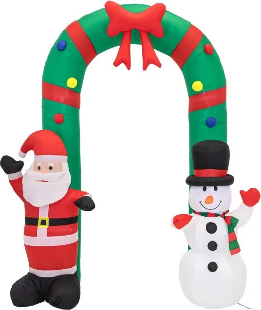 Nafukovací vánoční oblouk se Santa Clausem a sněhulákem 250 × 195 cm