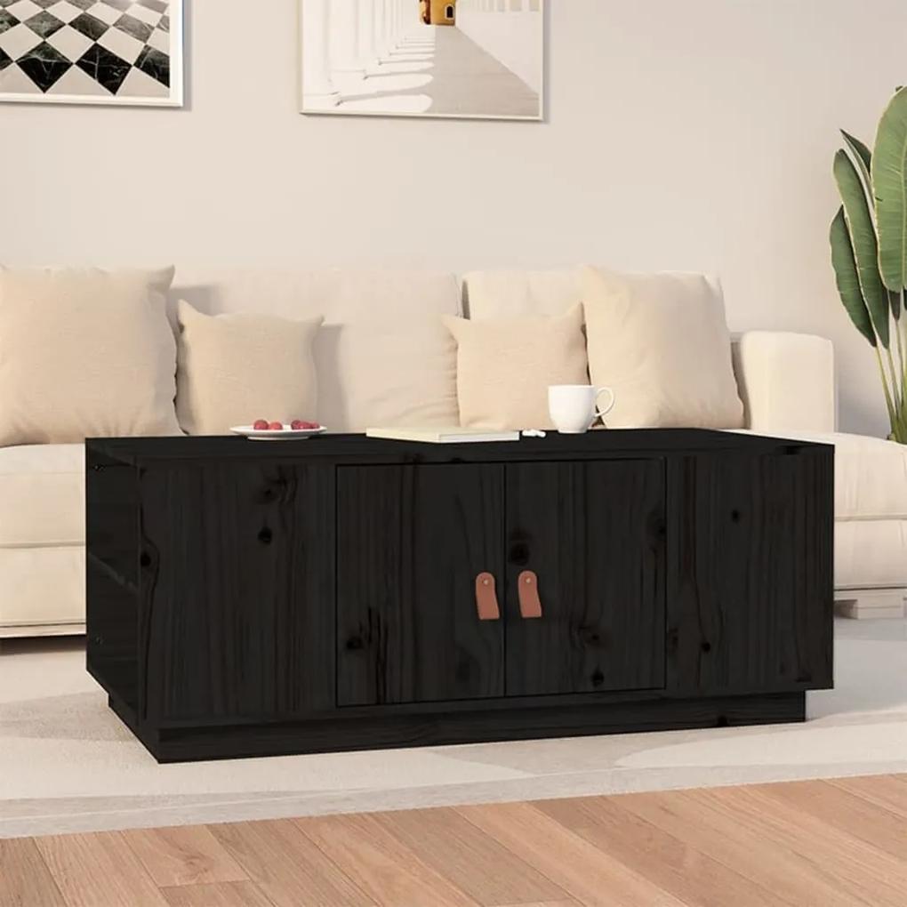 Konferenční stolek černý 100 x 50 x 41 cm masivní borové dřevo,  818259