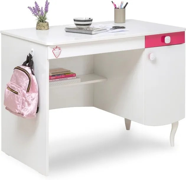 Dětský psací stůl Rosie II - bílá/rubínová