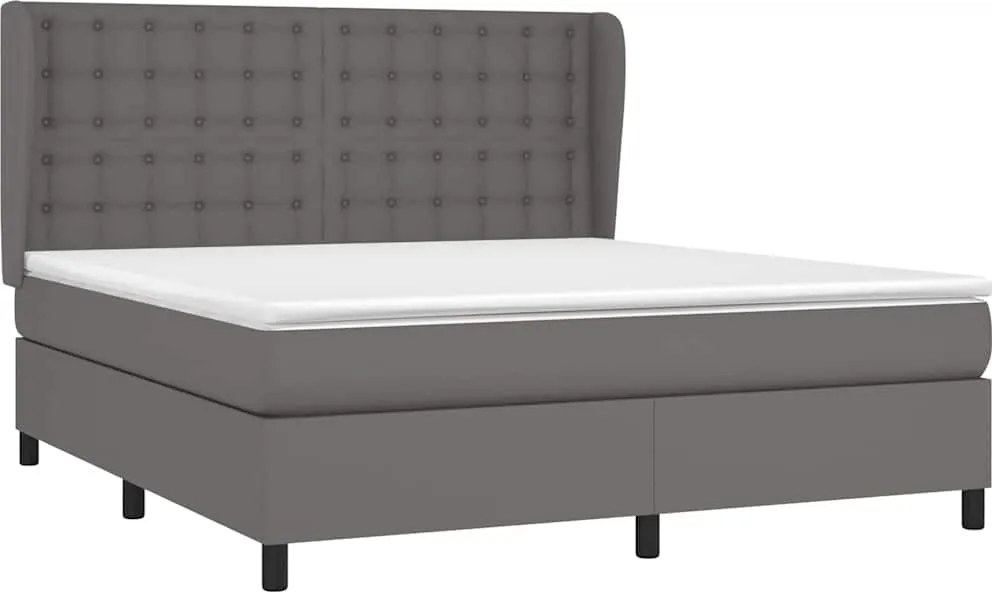 Box spring postel s matrací šedá 160x200 cm umělá kůže 3129043