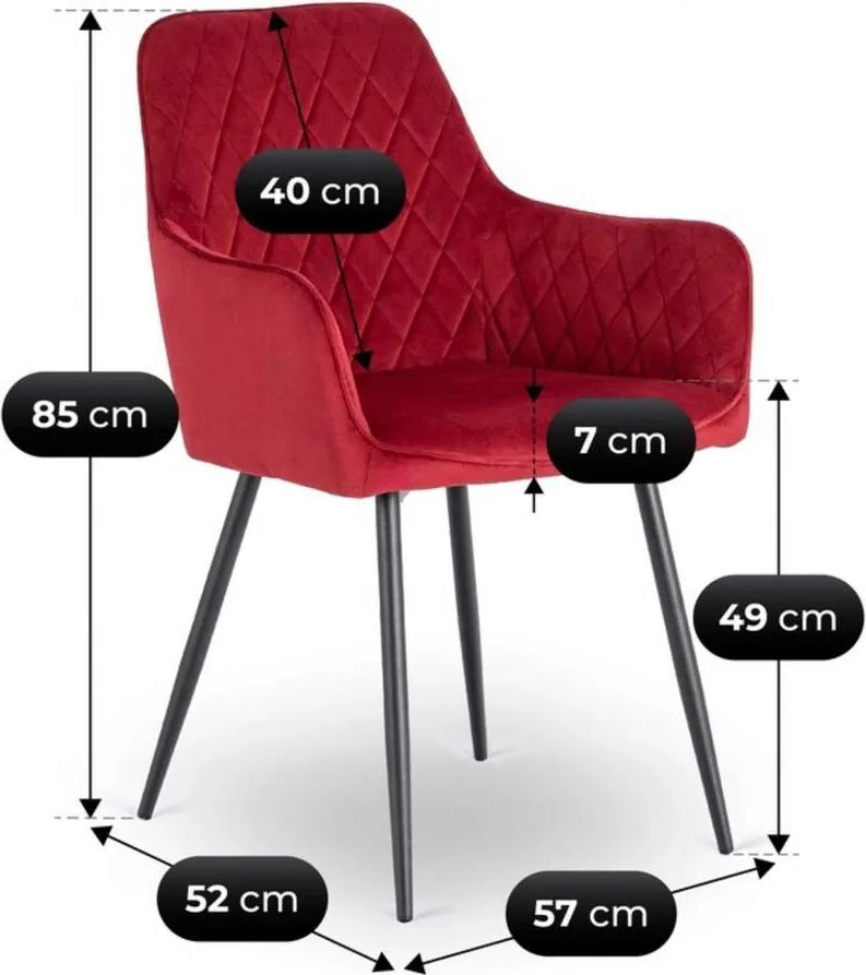 Jídelní židle Mado Velvet, červená