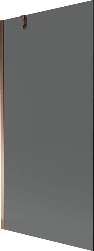 Mexen Next, vanová zástěna 1-křídlová 90 x 150 cm, fixní křídlo, 6 mm šedé sklo, růžové zlato profil, 895-090-000-00-40-60