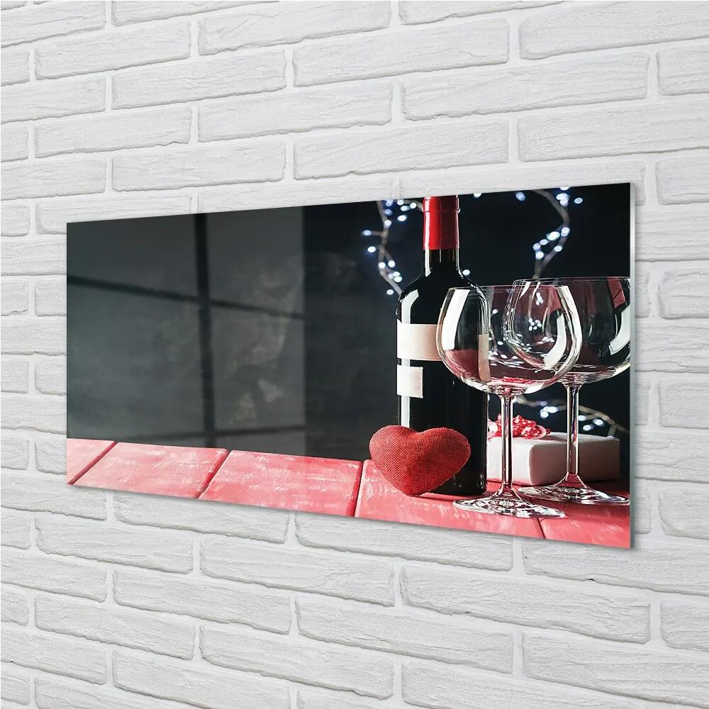 Obraz na skle Heart of glass sklenice na víno 120x60 cm