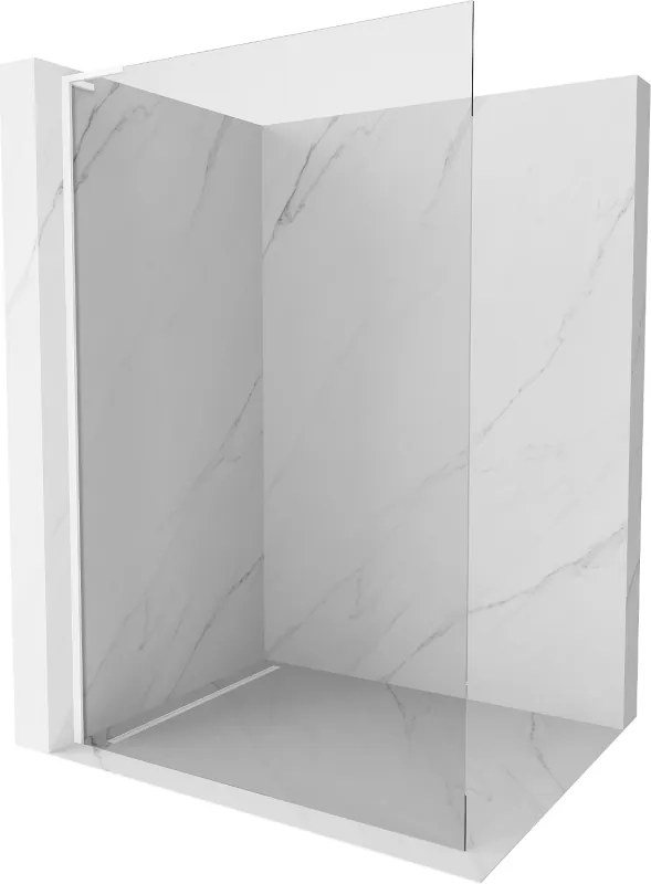 Mexen Kioto L, sprchová zástěna Walk-In 80 x 200 cm, 8mm čiré sklo, bílý profil, 800-080-103-20-00