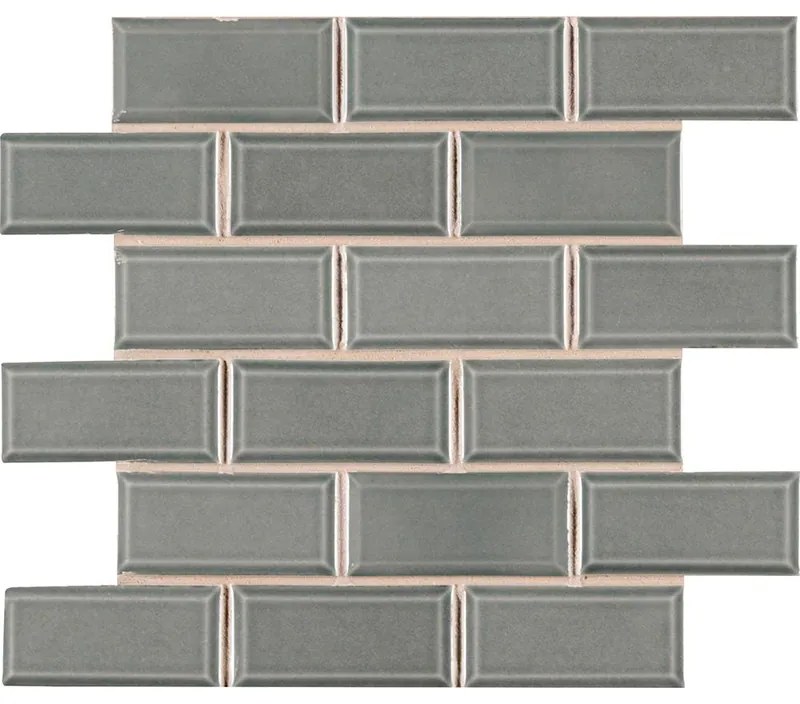 FIN Keramická mozaika šedá Mozaika Metro Grey Lesk 4,5x9,5 (28,8x29,4) cm - LPAME120