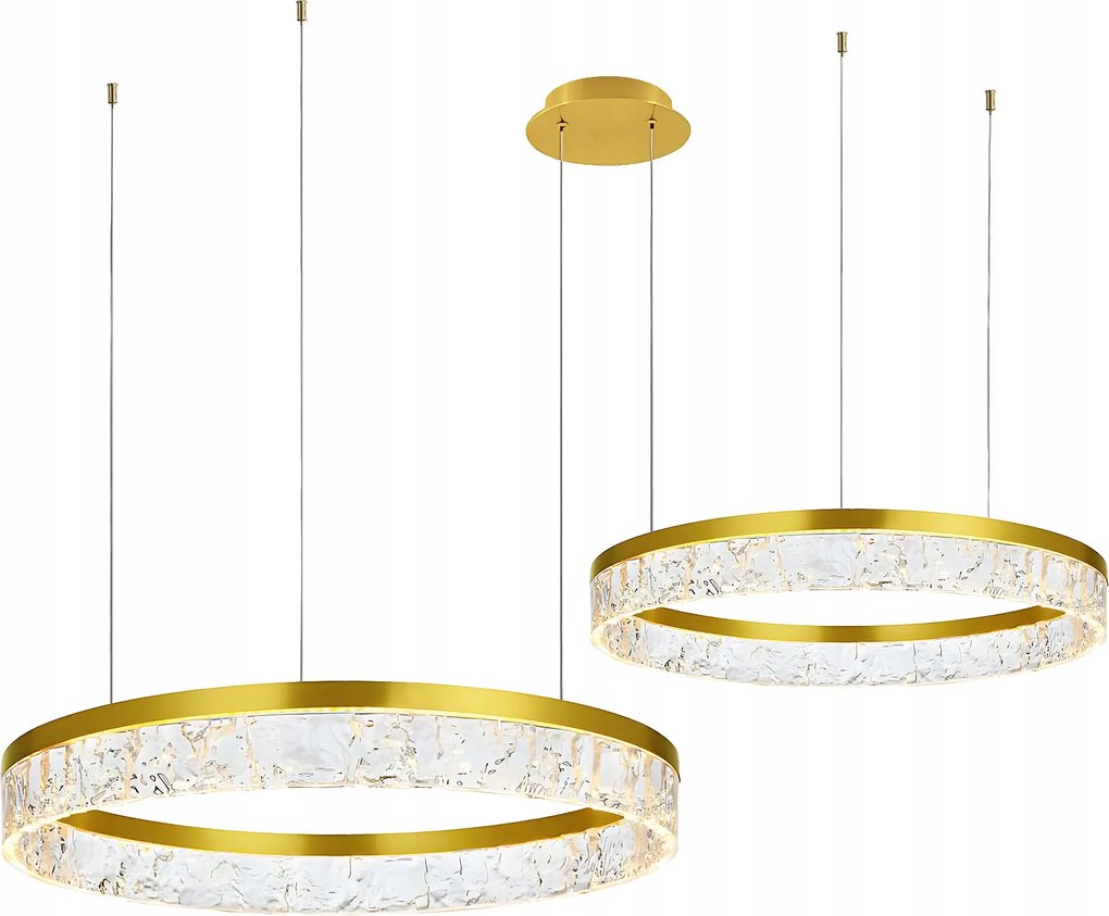 Závěsná Led lampa LHJ048-CP2 Zlatá toolight Lustr 2 Okruhy Glamour