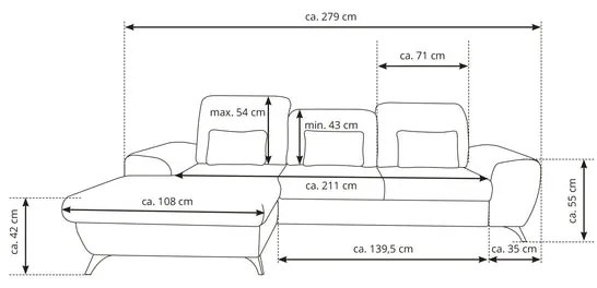 Rohová sedačka rozkládací Alta levý roh ÚP zelená
