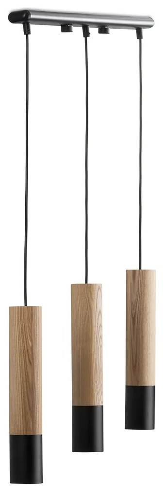 Light for home - Závěsný lustr na lanku 40599 "GLAZE WOOD", 3x35W, GU10, Černá