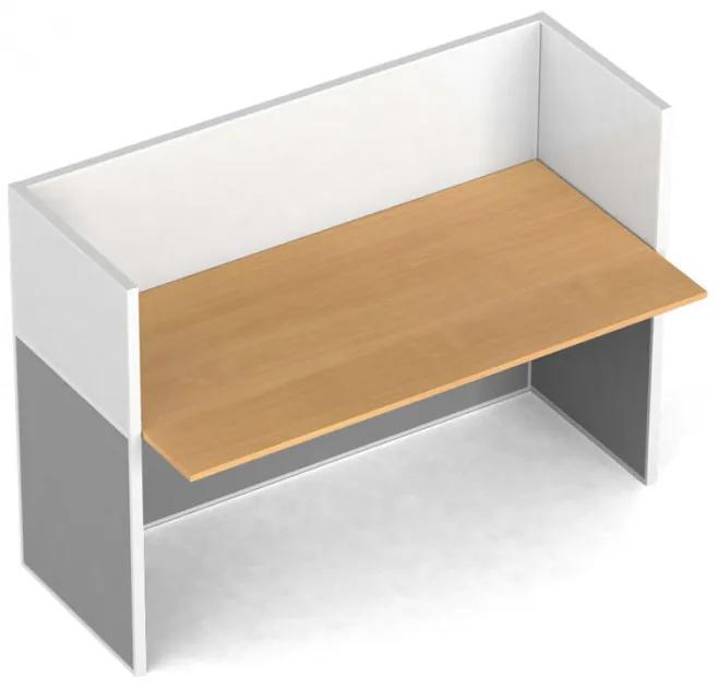 Rovný kancelářský pracovní stůl PRIMO s paravany, magnetická tabule, 1 místo, bříza