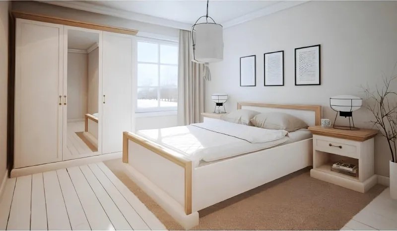 Postel 160x200, sosna skandinávská / dub divoký, ROYAL L1 Kondela 0000087543