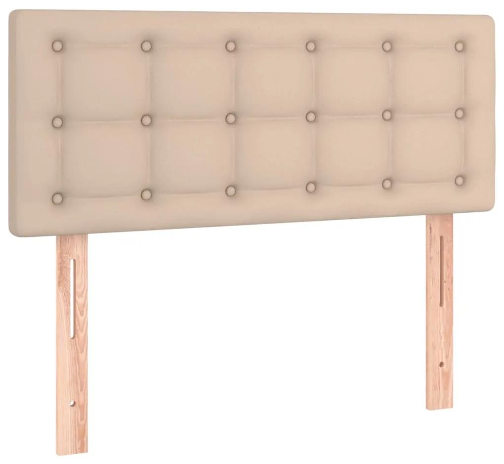 Box spring postel matrace a LED cappuccino 120x190cm umělá kůže