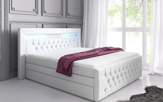 K&M postele Boxspring postel SONNO s úložným prostorem, LED a USB Velikost postele: 180 × 200 cm, Výběr matrace: Taštičková zónová matrace - měkká (7…