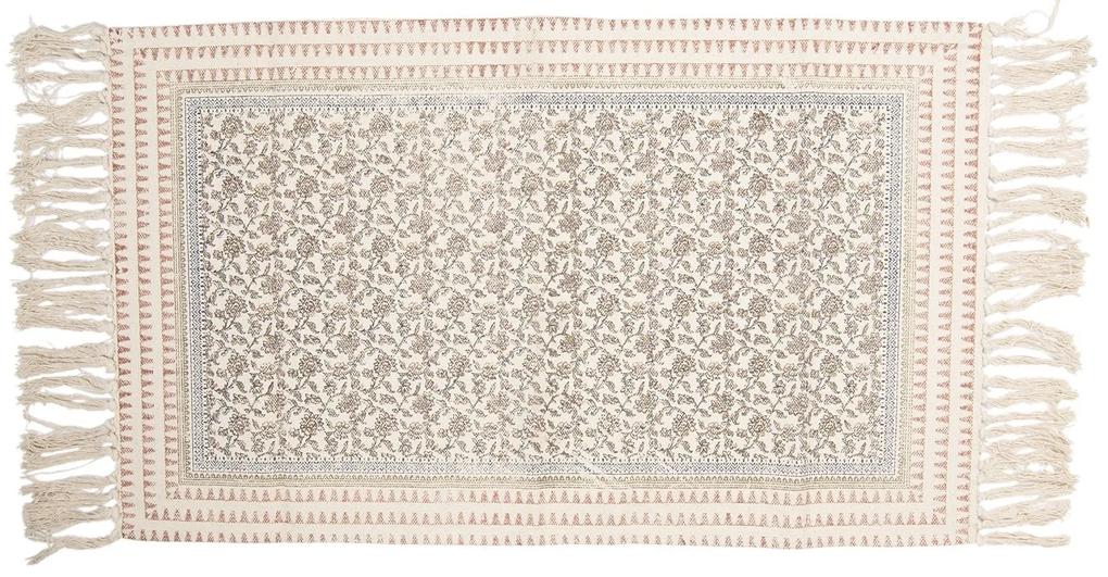 Bavlněný koberec se střapci a květinovými ornamenty - 70*120 cm