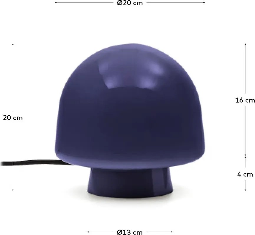 Tmavě modrá stolní lampa se skleněným stínidlem (výška 20 cm) Reig – Kave Home