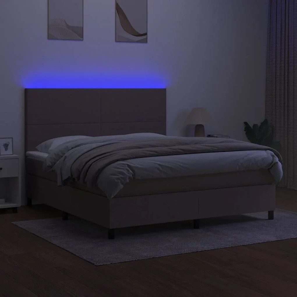 Box spring postel s matrací a LED taupe 180x200 cm textil 3134737