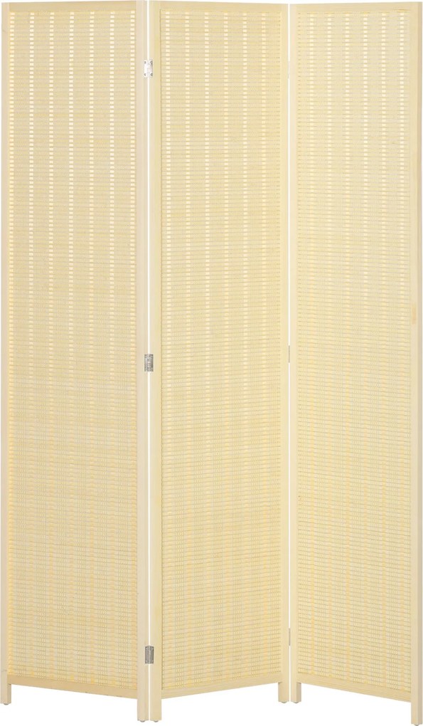 HOMCOM Interiérový dřevěný paravan 3 panely 135 x 180 cm Skladný rozdělovací separator pro obývací pokoj a ložnici, přírodní dřevo | Aosom