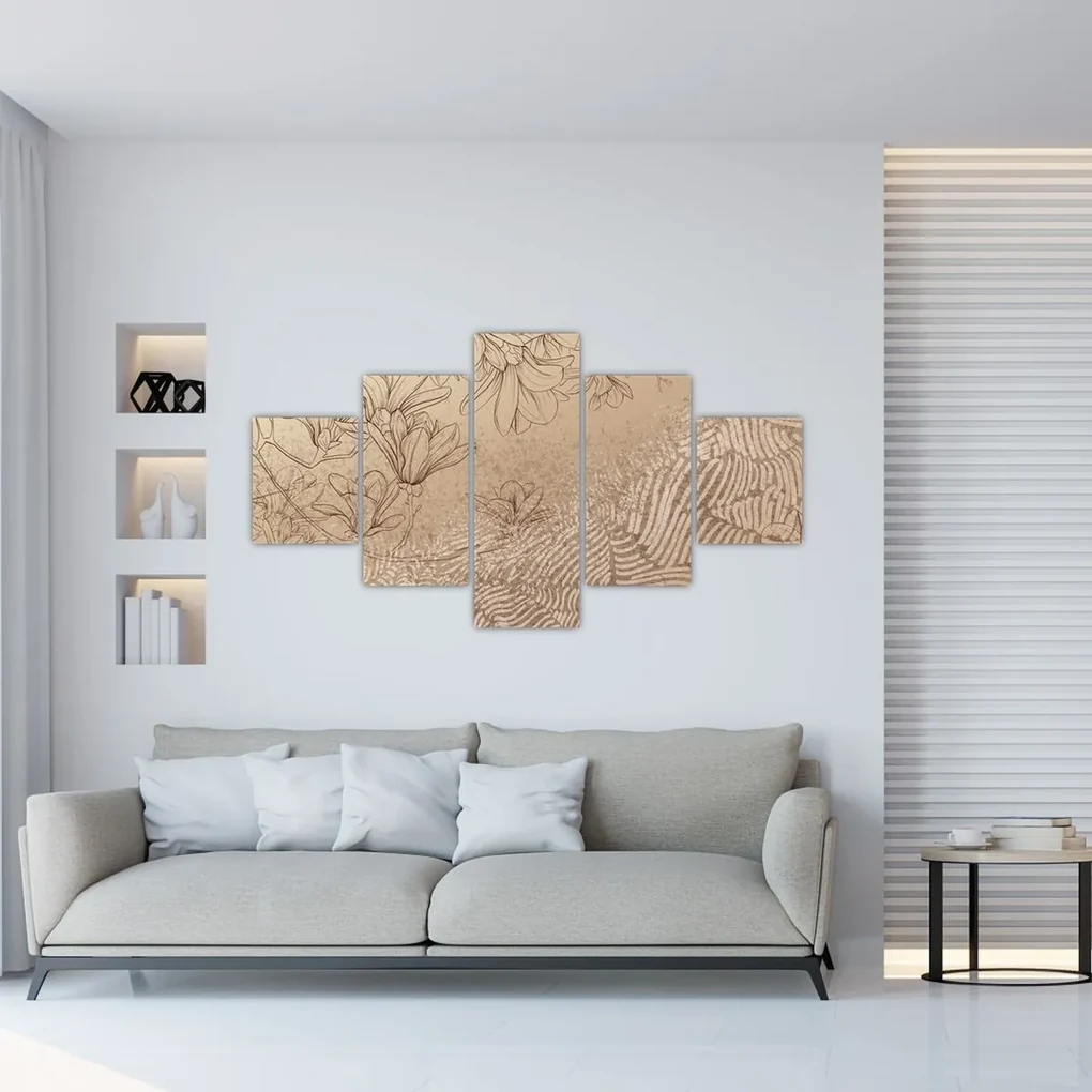 Obraz - Kreslené květy (125x70 cm) | BIANO