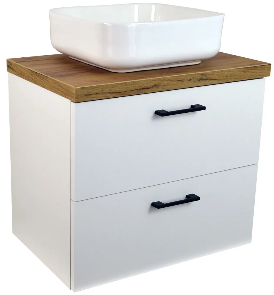 Comodo Koupelnová skříňka pod deskové umyvadlo Agria 60-HD - bílá/zlatý dub