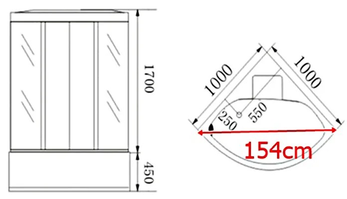 BPS-koupelny Hydromasážní box HYD-Bella 100, 100x100 bez sauny