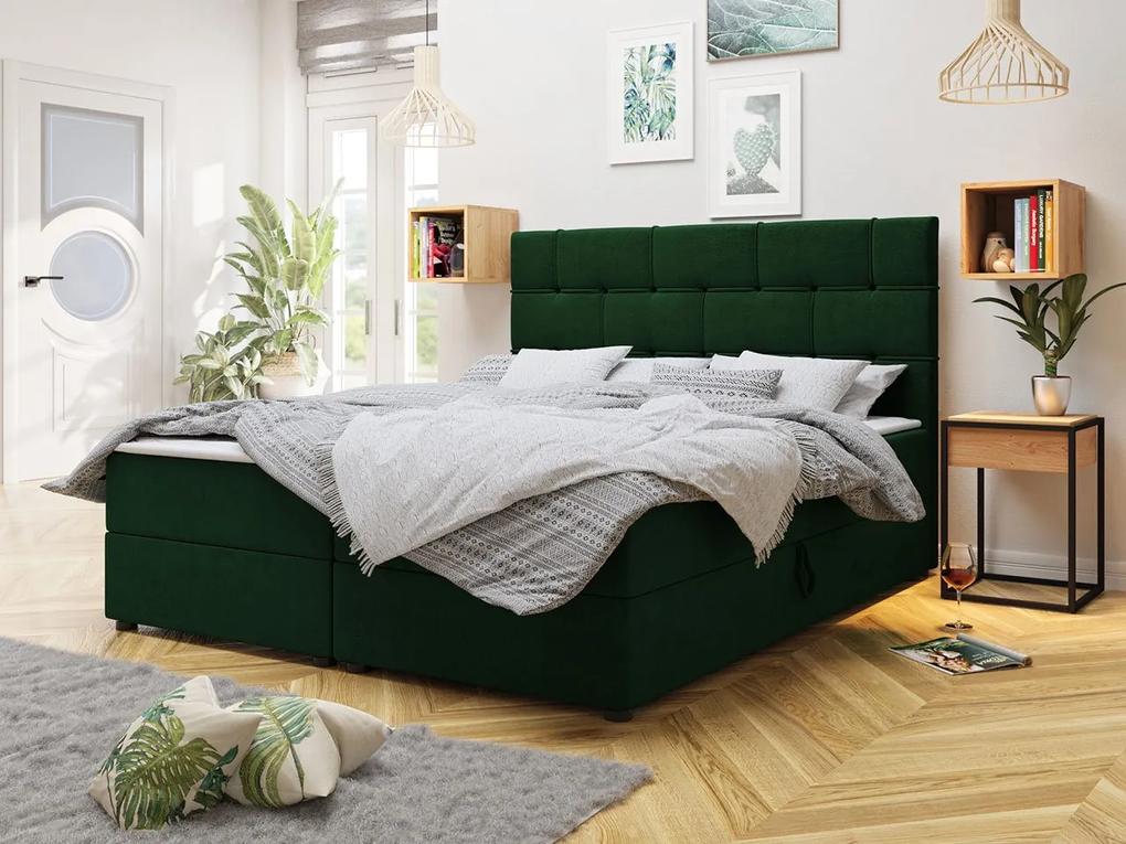 Moderní box spring postel Vateno 180x200, zelená Itaka