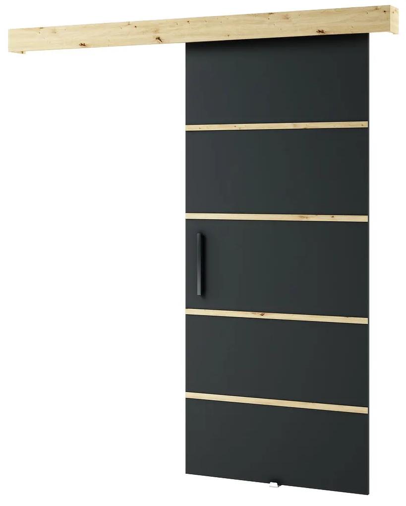 Posuvné dveře 90 cm Lovella (dub artisan + černá matná). 1043547