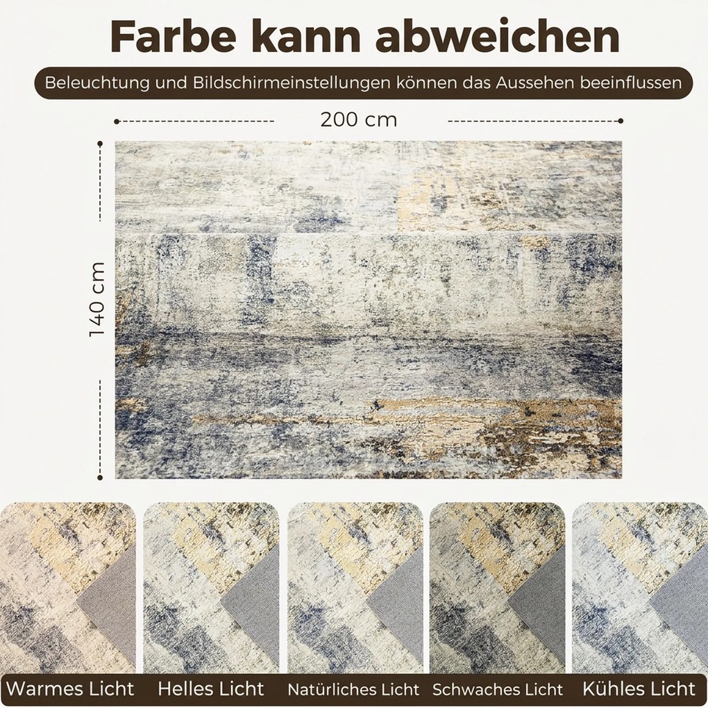 HOMCOM omyvatelný koberec s abstraktním vzorem, 200 × 140 cm, šedá