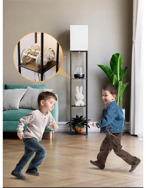Stojací lampa s poličkami 1xE27/40W/230V 160 cm černá/bílá