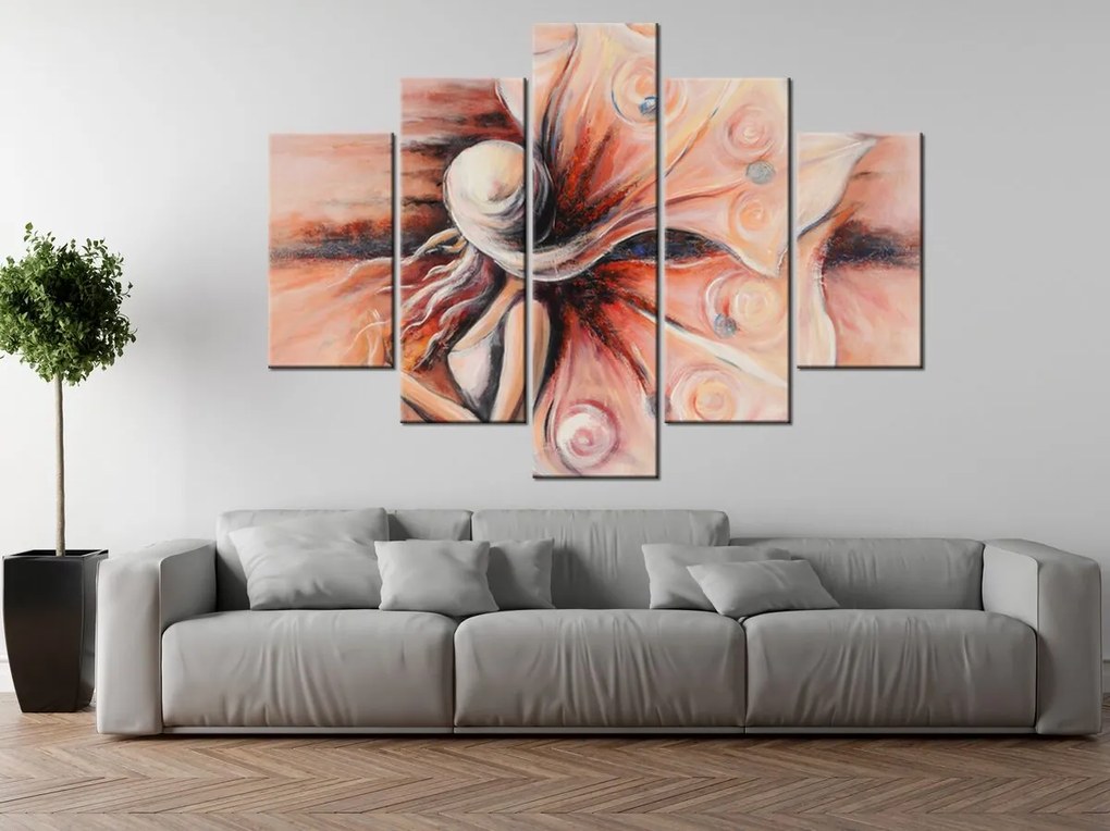Gario Ručně malovaný obraz Tajemná neznámá - 5 dílný Rozměry: 100 x 70 cm