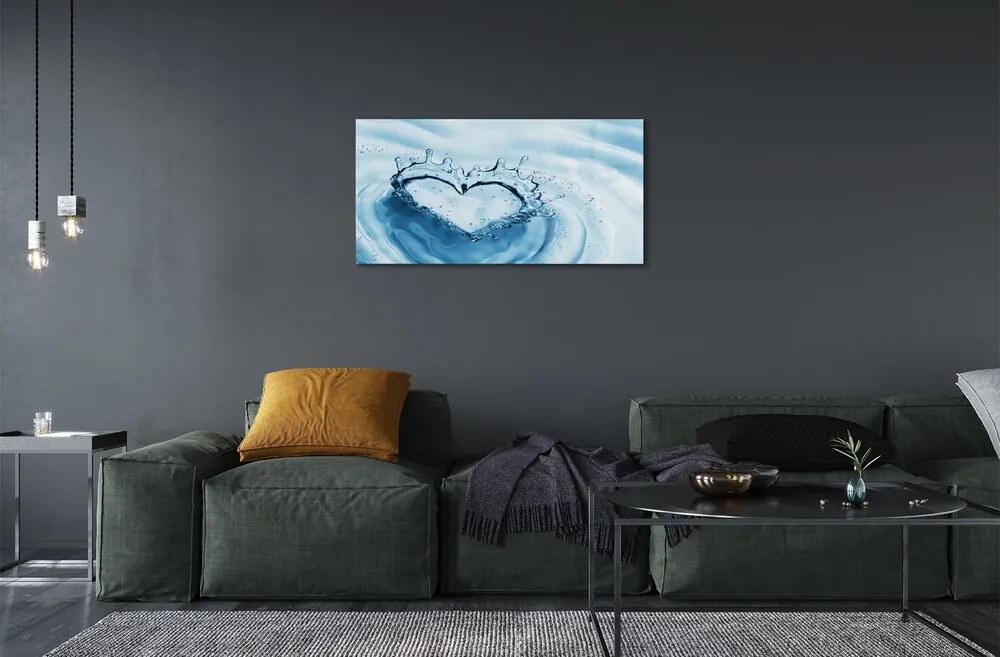 Obraz na skle Vodní kapky srdce 120x60 cm