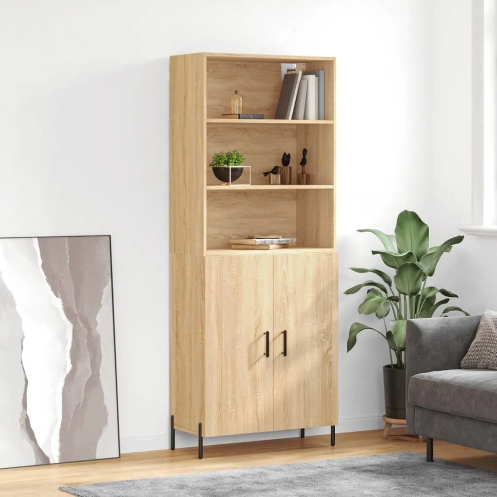 vidaXL Skříň highboard 69,5 x 34 x 180 cm kompozitní dřevo [3189264] Barva: kouřový dub