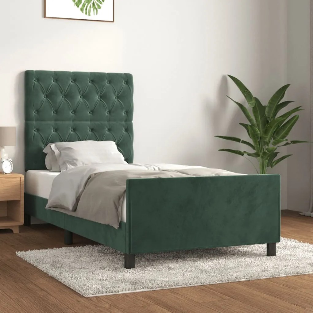 Rám postele bez matrace tmavě zelená 80 x 200 cm samet 3125907