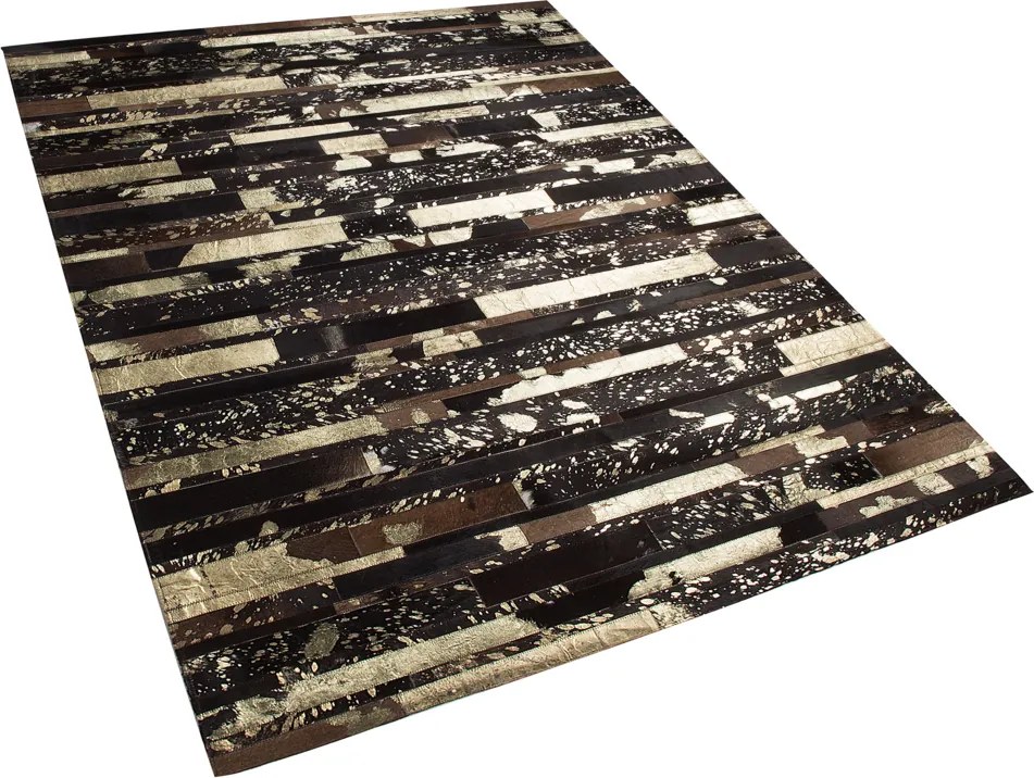 Hnědozlatý patchwork koberec z hovězí kůže 160x230 cm - ARTVIN