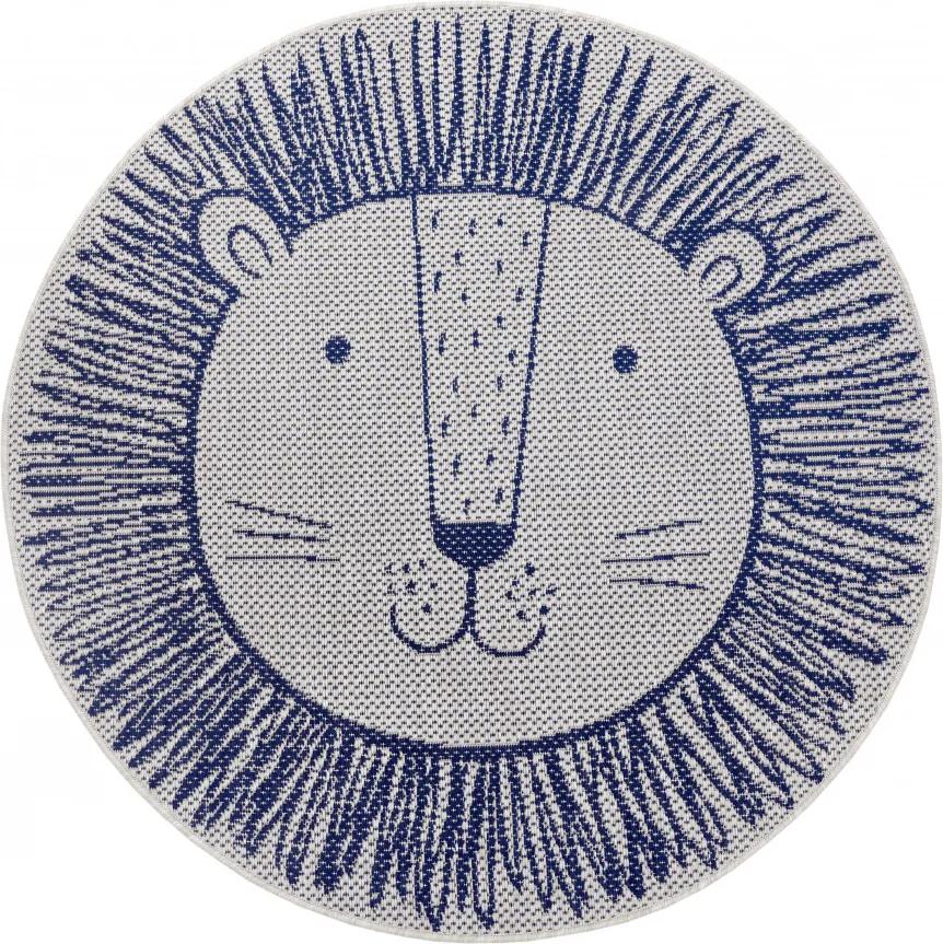 Hans Home | Dětský kusový koberec Flatweave Kids Rugs 104882 Cream/Blue - 120x120 (průměr) kruh