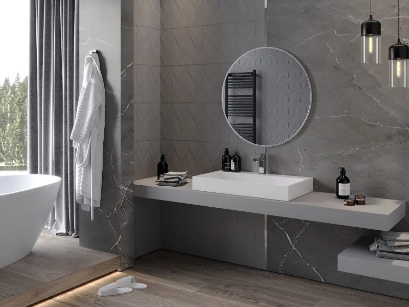 Mexen Loft, kulaté koupelnové zrcadlo 80 cm, barva rámu broušená ocel, 9850-080-080-000-10