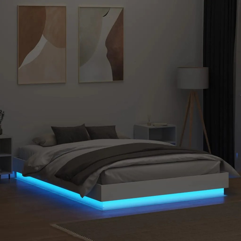 Rám postele s LED osvětlením bílý 150 x 200 cm 3209786
