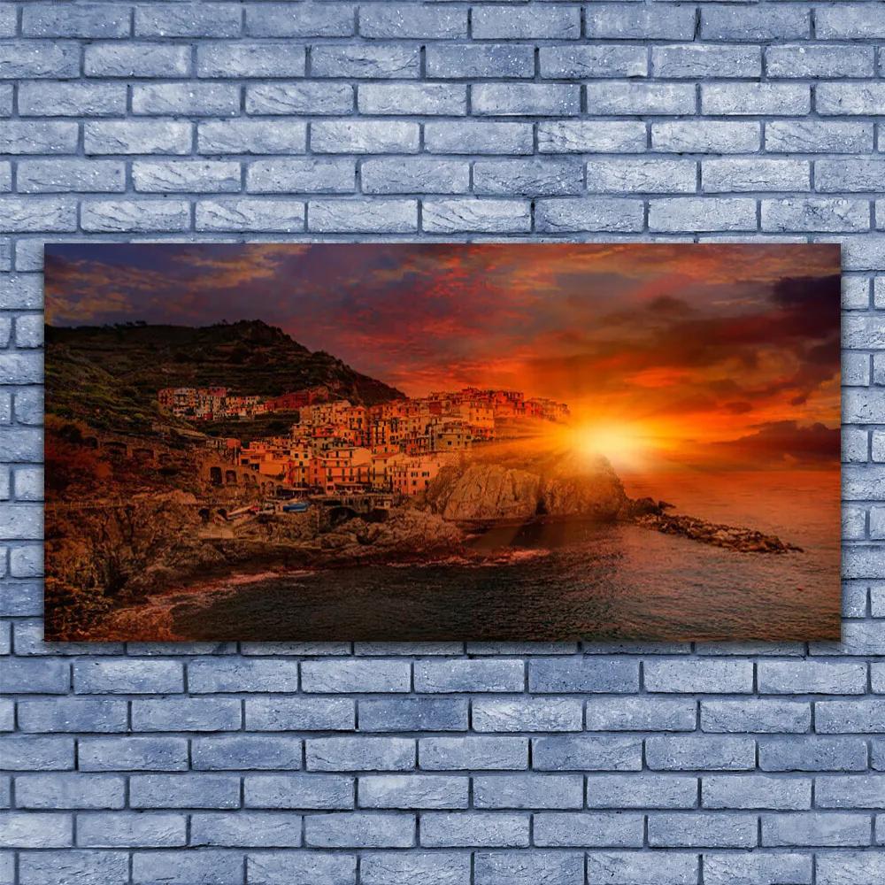 akrylový obraz Moře Město Krajina 120x60 cm