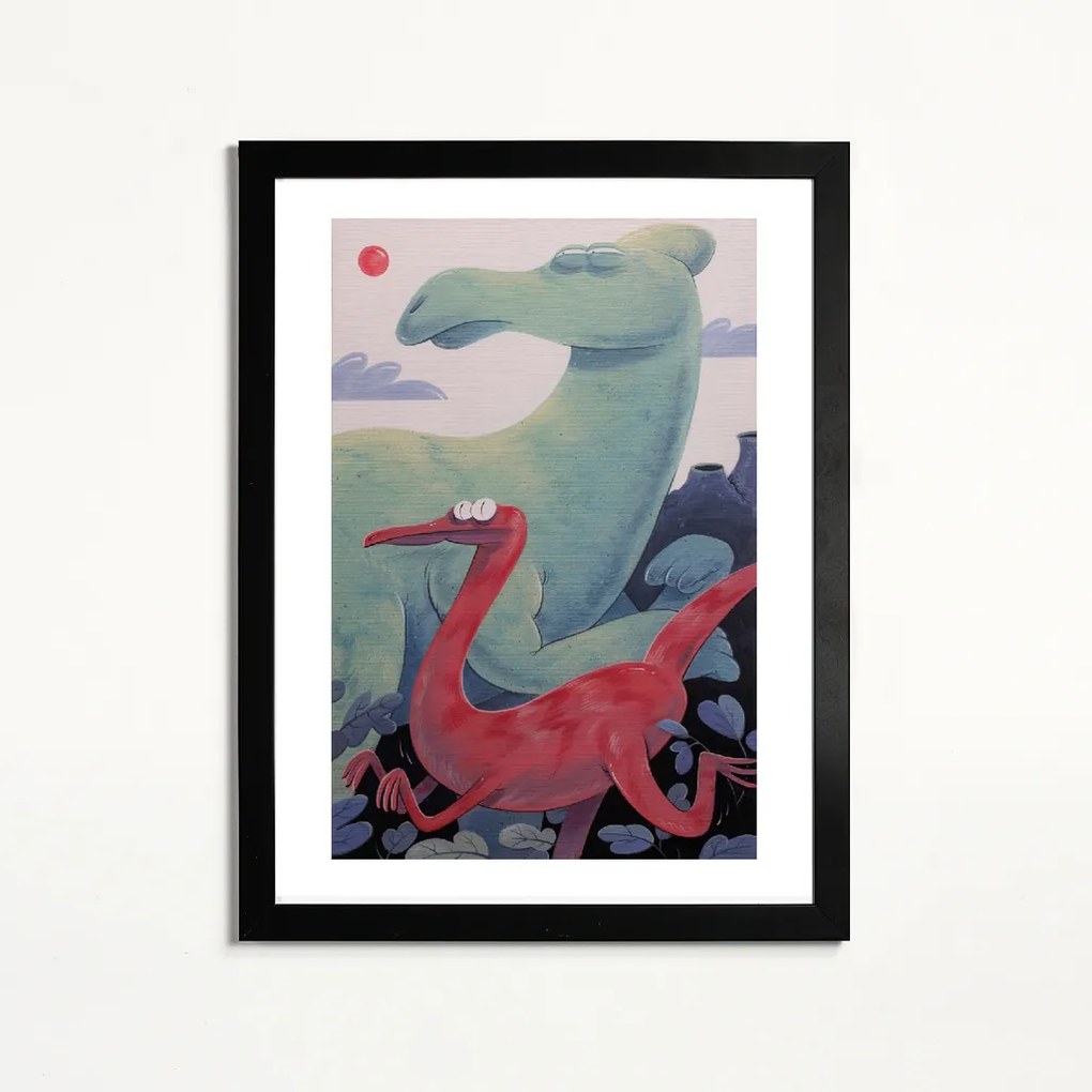 Slakinglizard | Pravěk Rám: Černý, Velikost: 60 x 40 cm