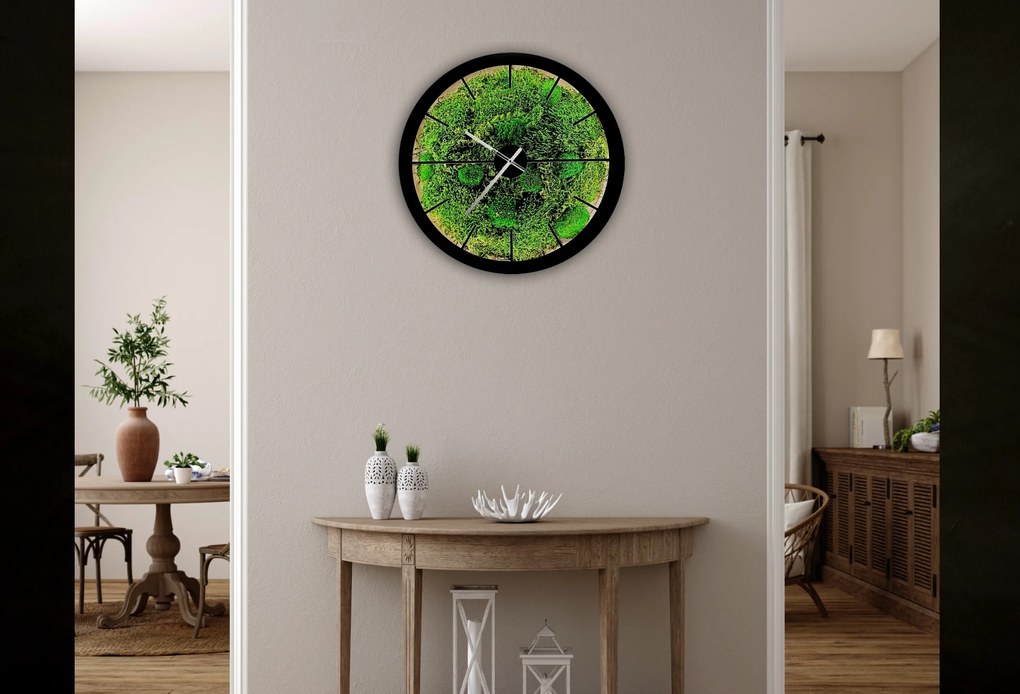 Li-Go "Mechové kopečky" světelné hodiny 12V/230V/Powerbanka 50 cm varianta napájení svítidla: 230V pro vývod ze stěny (s přívodním kabelem), Provedení rámu, povrchu: dub světlý