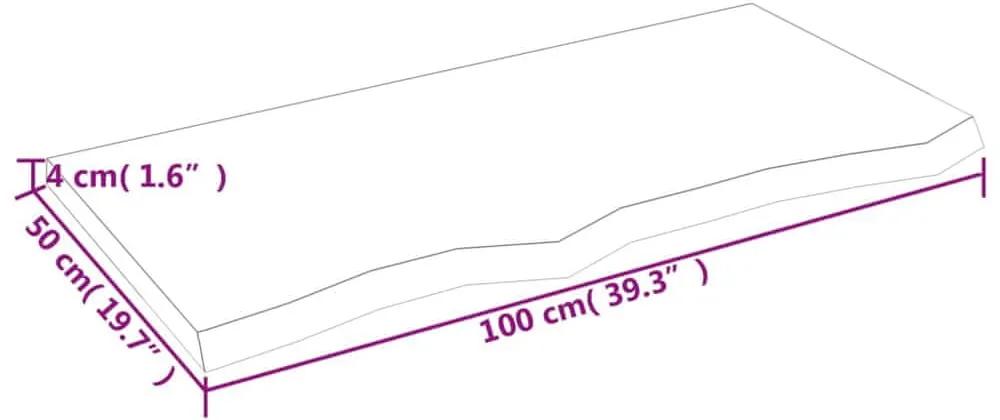 Petromila Nástěnná police hnědá 100x50x(2-4)cm ošetřený masivní dub
