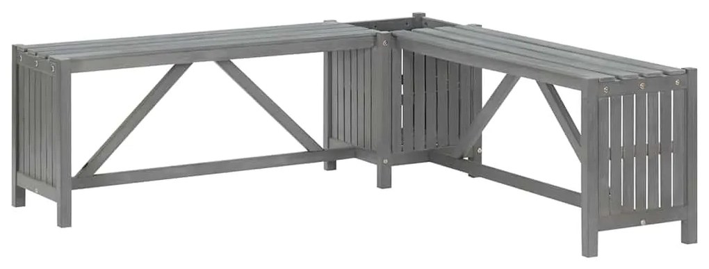 Zahradní rohová lavice s truhlíkem 117 cm masivní akácie šedá 311824