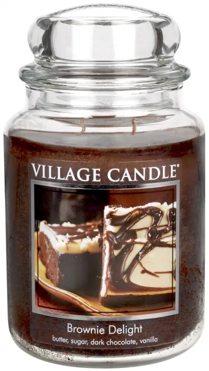 Village Candle Vonná svíčka ve skle, Čokoládový dortík - Brownies Delight, 26oz Premium