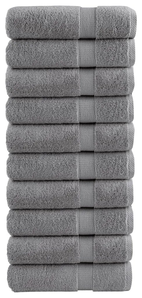 Prémiové ručníky SOLUND 10 ks šedé 50x100 cm 600 g/m² 137307