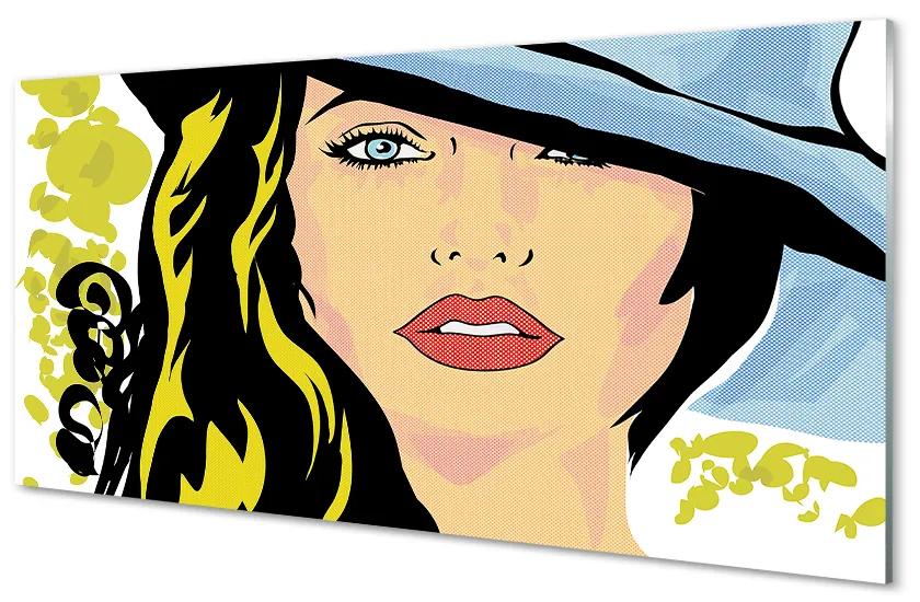 Akrylové obrazy Žena klobouk 100x50cm