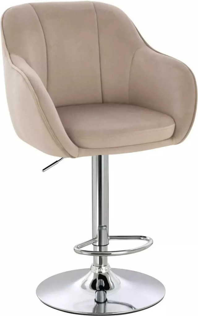 LuxuryForm DESIGN Barová židle AVOLA VELUR na stříbrné kulaté podstavě - latte