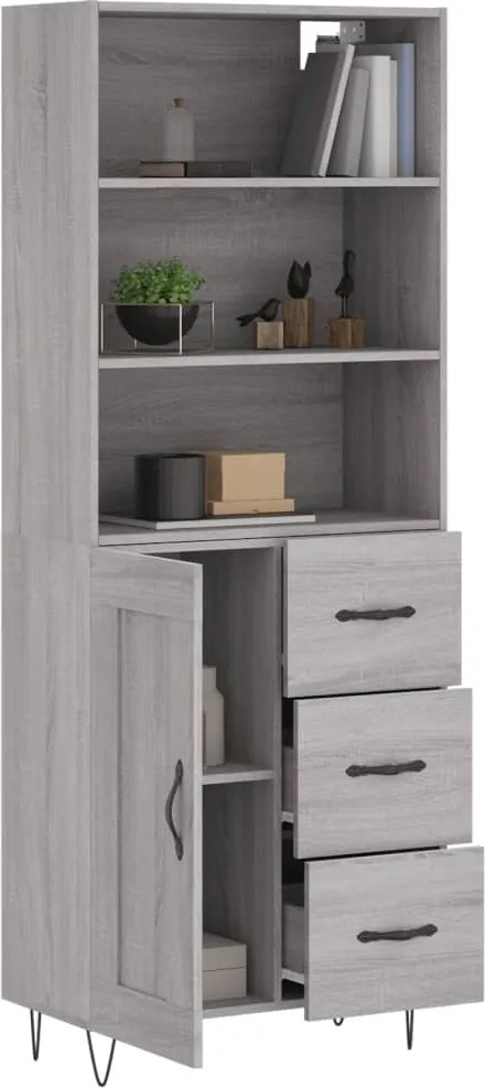 Skříň highboard šedá sonoma 69,5 x 34 x 180 cm kompozitní dřevo 3190019